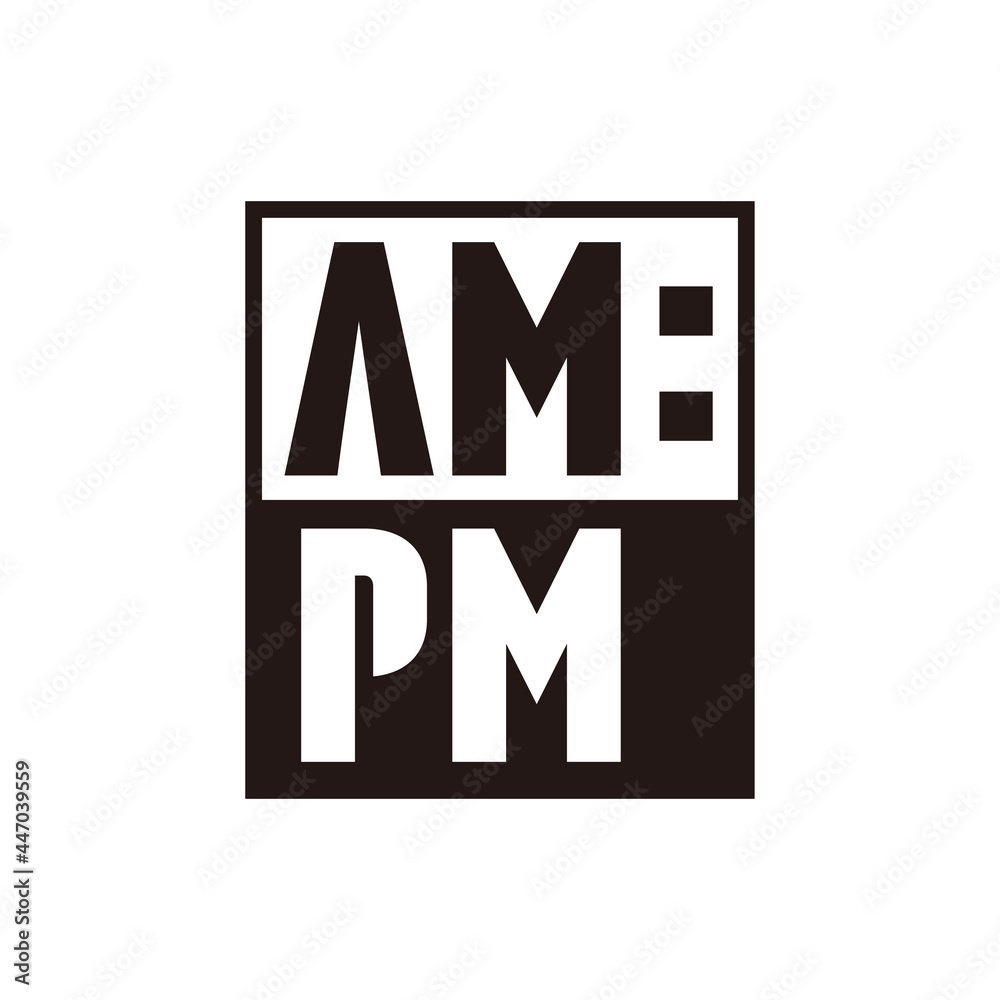 Simple AM and PM comic uppercase font symbol logo style line art ...