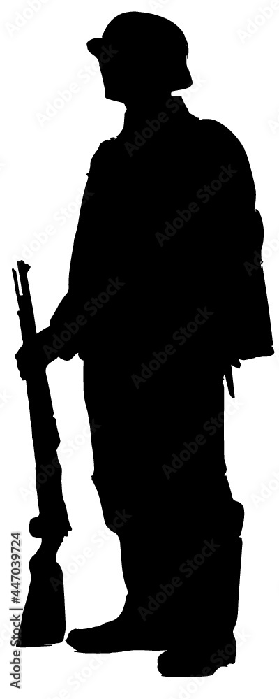 silhouette of a man with a gun german soldier ww2 Stock Vector | Adobe ...