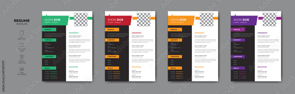 Beautiful and professional CV resume template design. Creative CV or ...