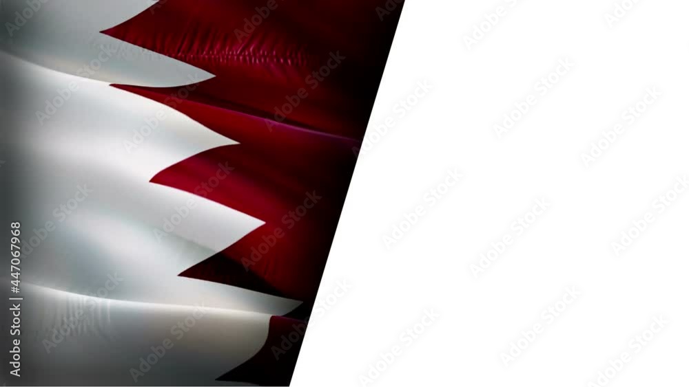 Qatar flag waving half white background. Motion Loop video waving in ...