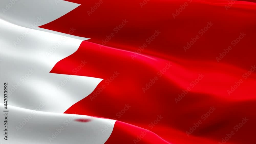 Bahrain flag video waving in wind. Realistic Bahrain Flag background ...