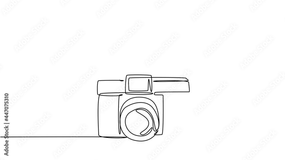 Self drawing animation of one single line draw old retro analog film ...