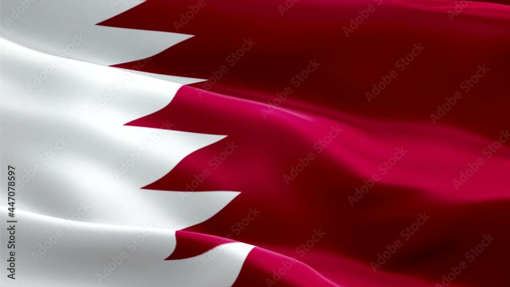 Qatar flag waving. Motion Loop video waving in wind. Realistic Qatar ...