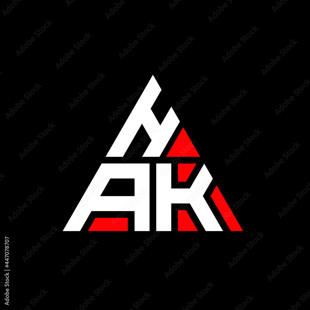 HAK triangle letter logo design with triangle shape. HAK triangle logo ...