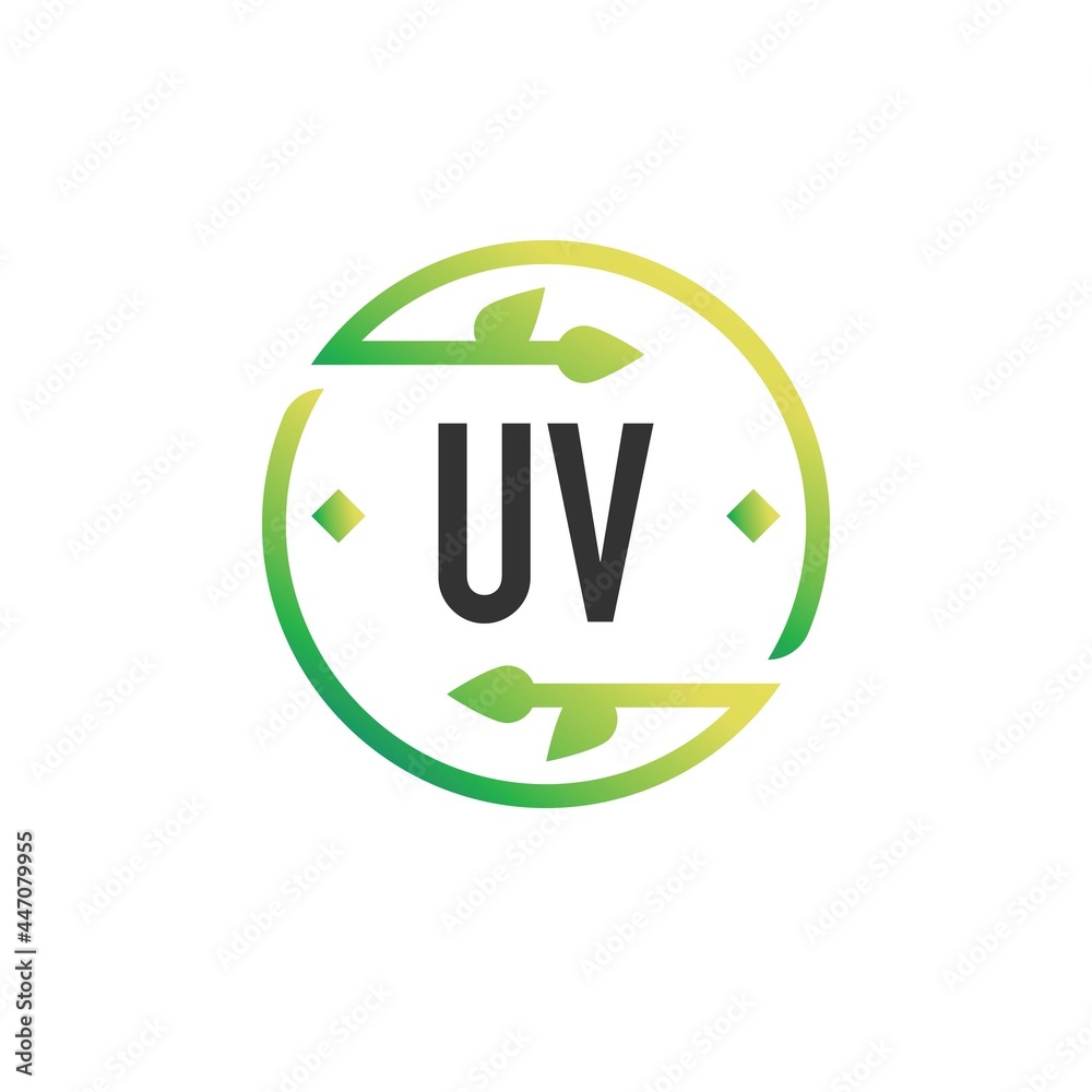 Initial Letter UV Nature Logo Design Template. Green Eco template logo ...