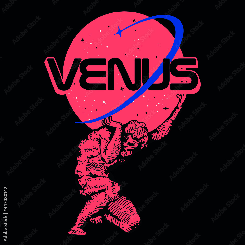 Atlas Titan Greek Mythology with slogan Vector design for t-shirt ...
