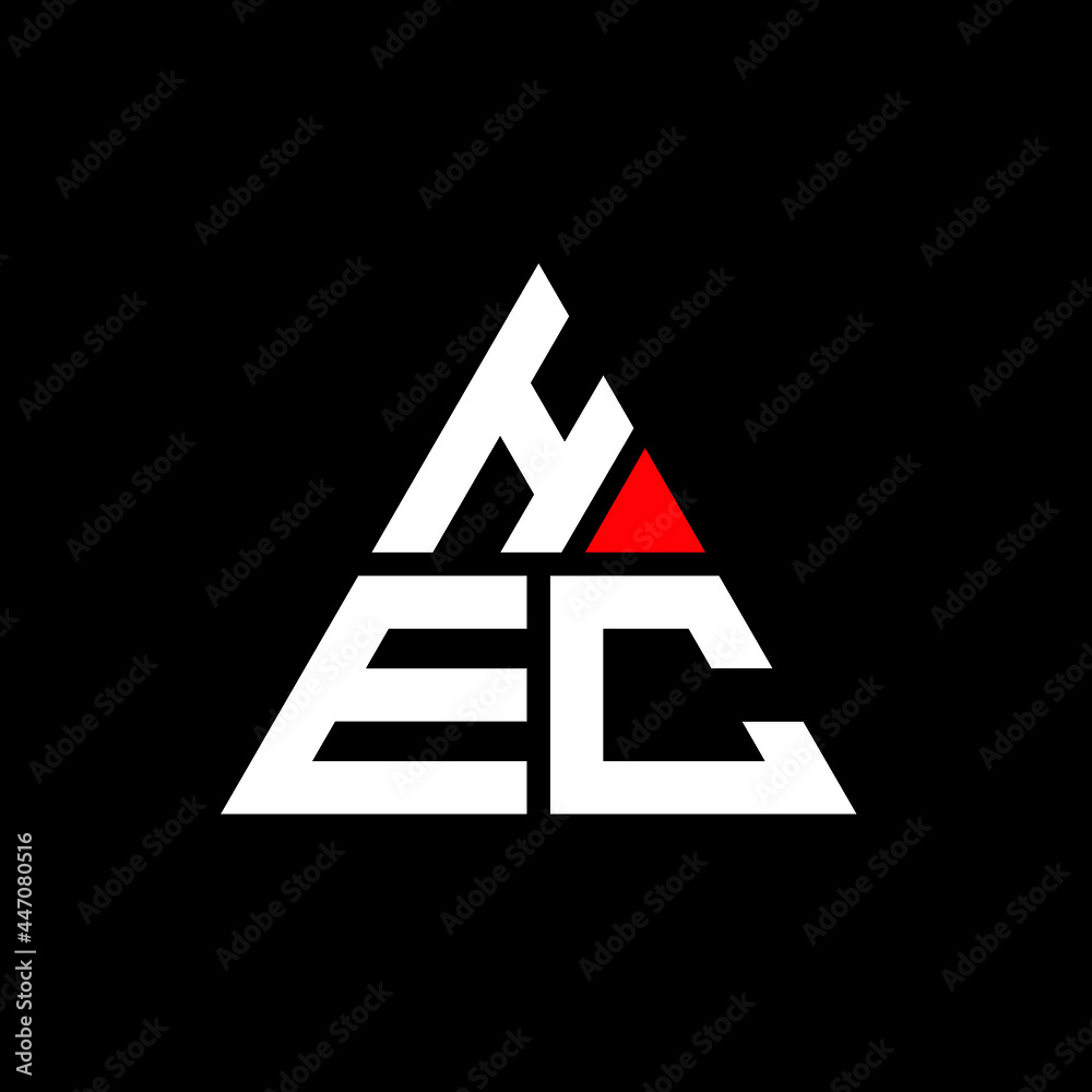 HEC triangle letter logo design with triangle shape. HEC triangle logo ...