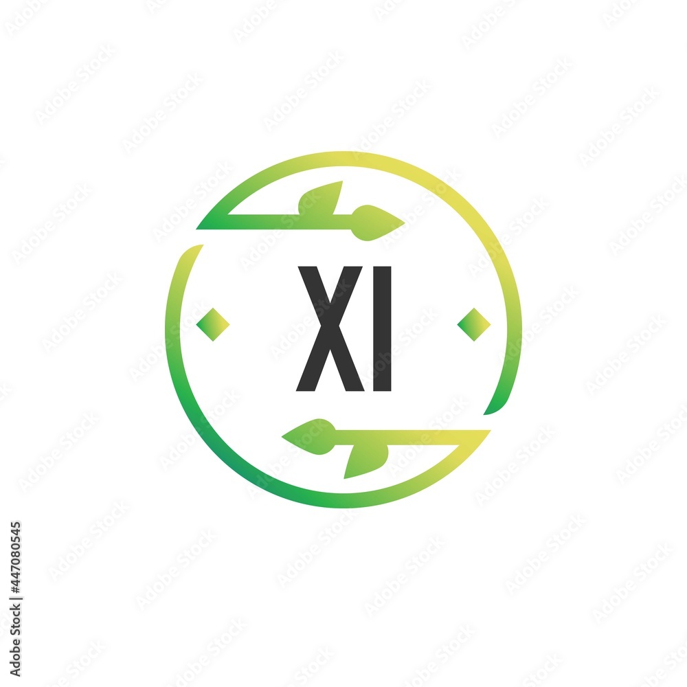 Initial Letter XI Nature Logo Design Template. Green Eco template logo ...