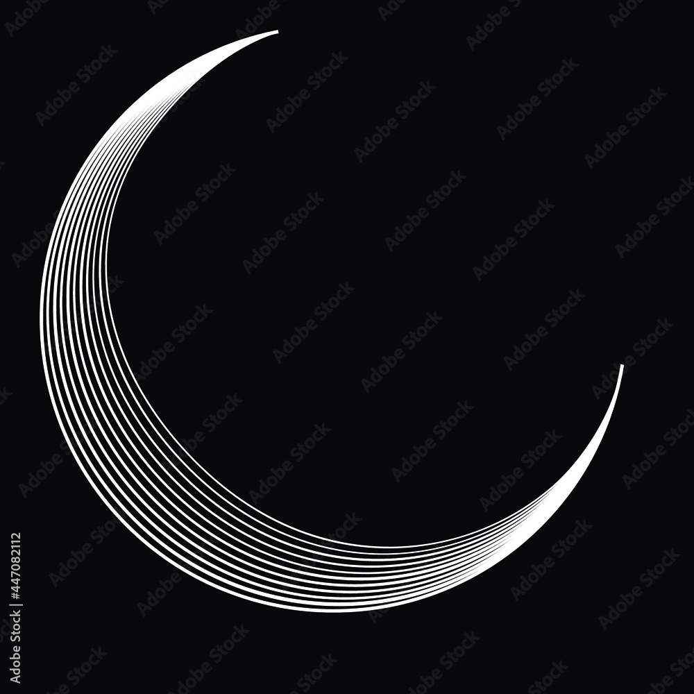 Lines in Semi Circle Form . Vector Illustration .Technology round. Moon ...