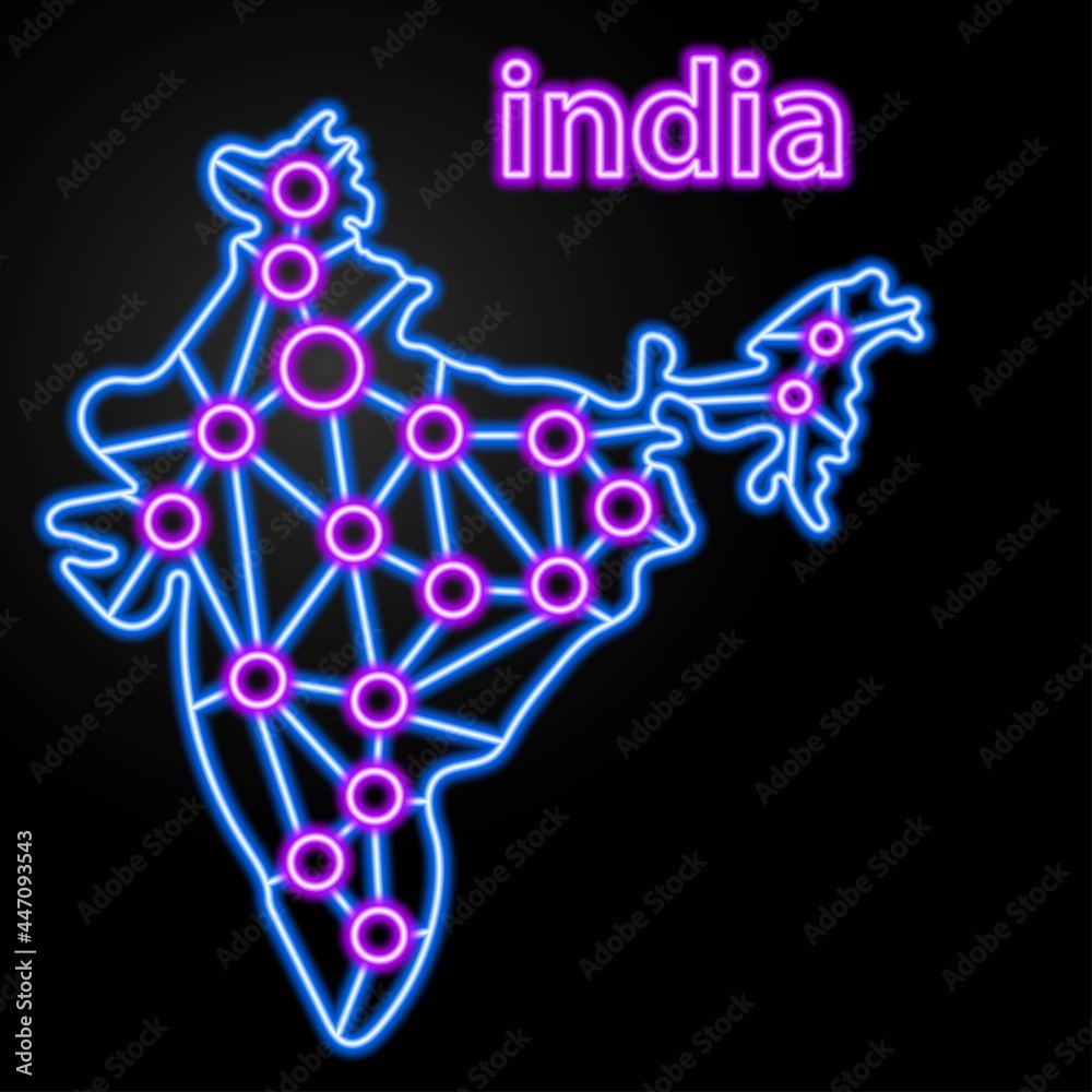 India map neon, isolated vector illustration. Stock Vector | Adobe Stock