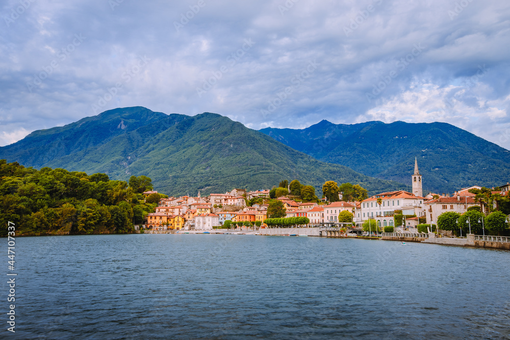 Mergozzo, Verbania / Italy - June 2021: View of the village of Mergozzo ...