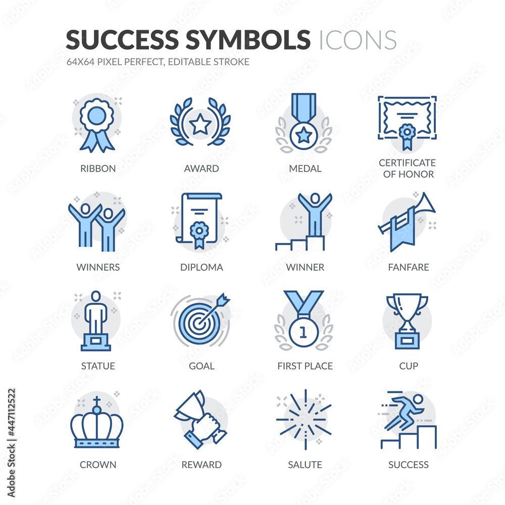Simple Set of Success Related Vector Line Icons. Contains such Icons as ...