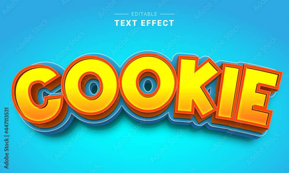 Editable Cartoon Text effect Cookie Stock Vector | Adobe Stock