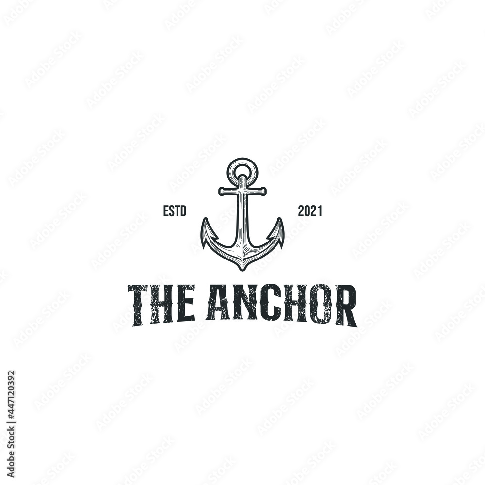 Vintage Anchor Retro and grunge lettering. Anchor logo design ...