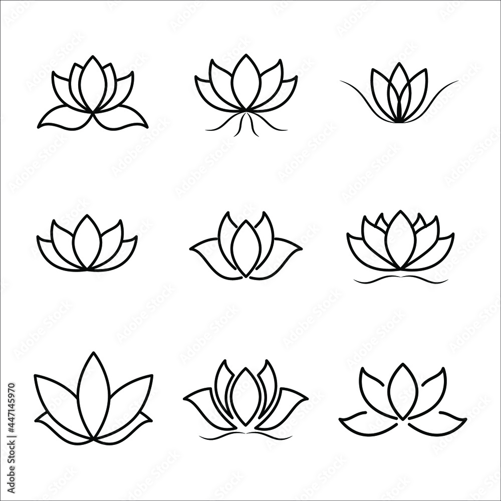 lotus icon set. lotus pack symbol vector elements for infographic web ...