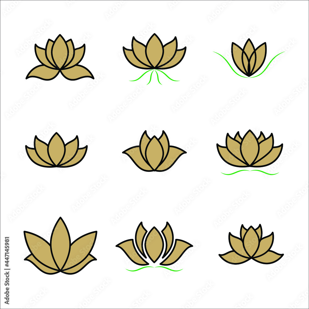 lotus icon set. lotus pack symbol vector elements for infographic web ...