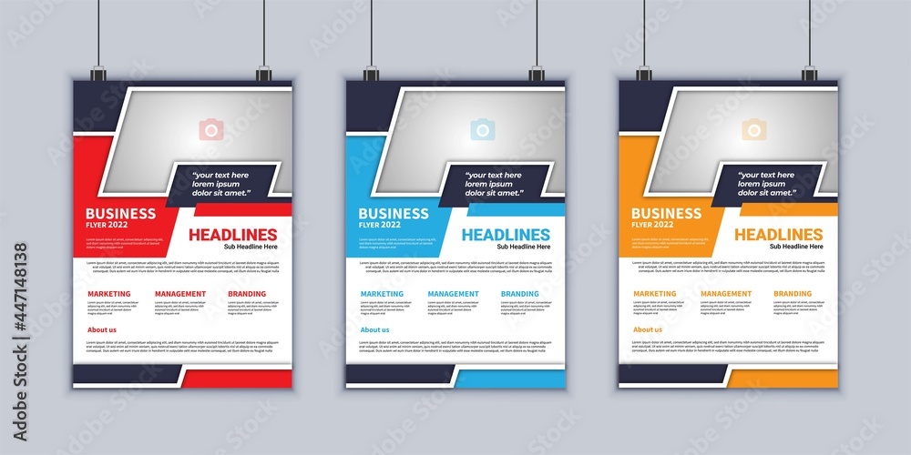 Business conference leaflet brochure flyer template design set ...