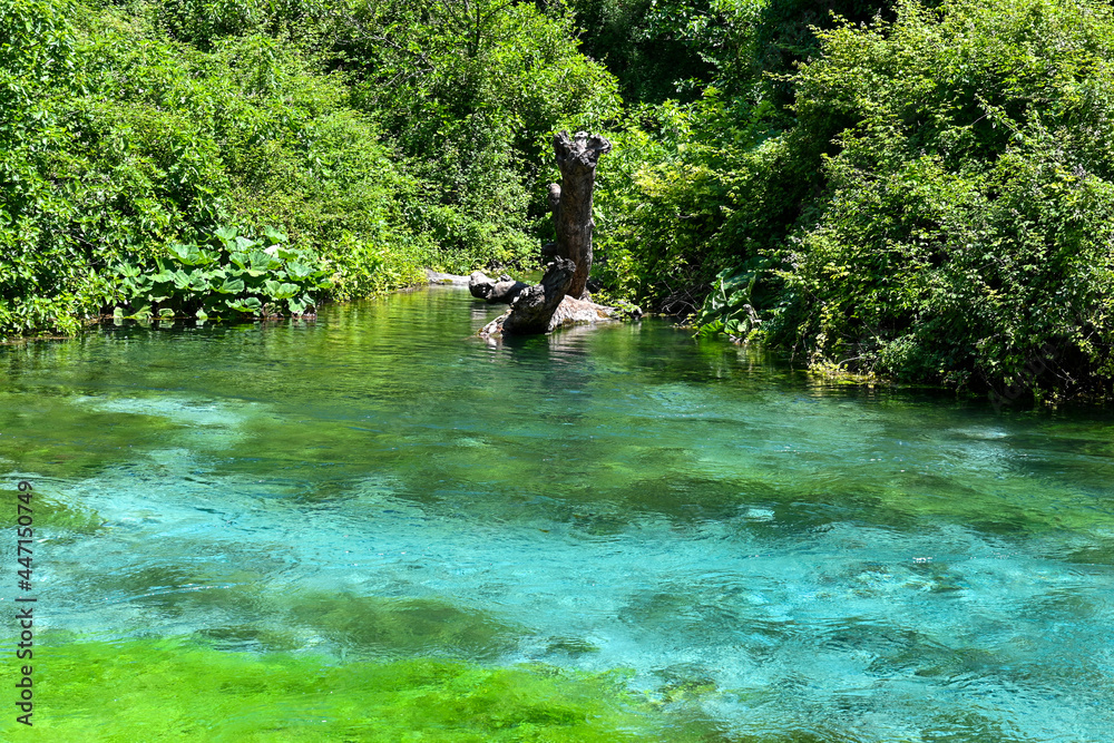 Beautiful spring The Blue Eye, Syri i Kalter in the Mali i Gjere ...