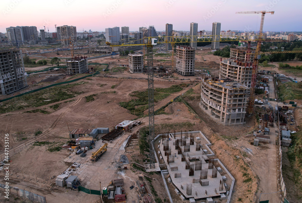 Сonstruction site with foundation pit for monolithic reinforced ...