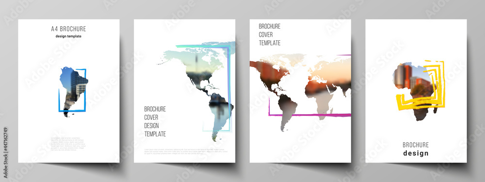 Vector layout of A4 cover mockups templates for brochure, flyer layout ...