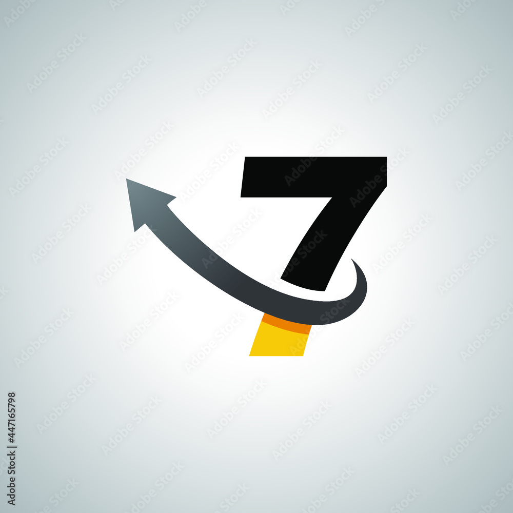number 7, flat icon design , logo design, creative letter mark suitable ...