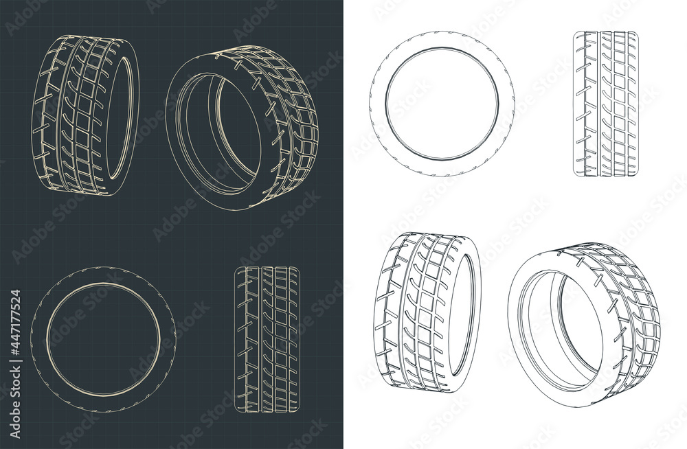 Tire blueprints Stock Vector | Adobe Stock