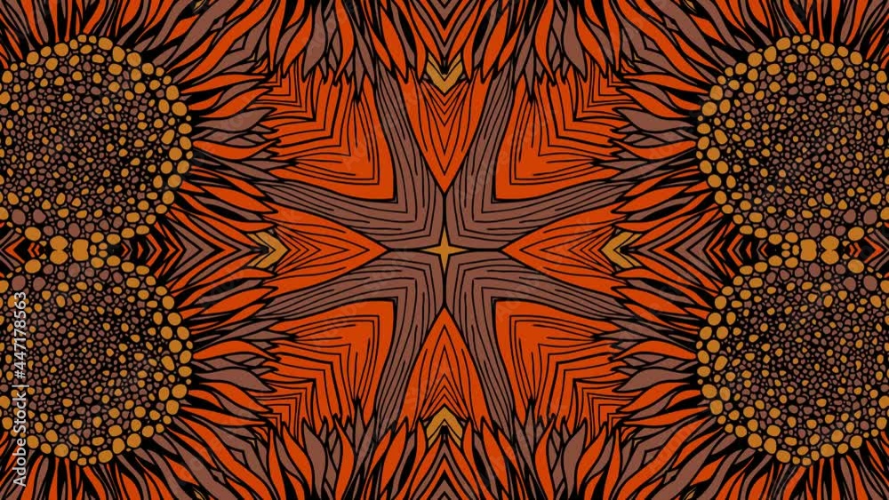 Stylized flowers. Seamless looping animation footage. Kaleidoscopic ...