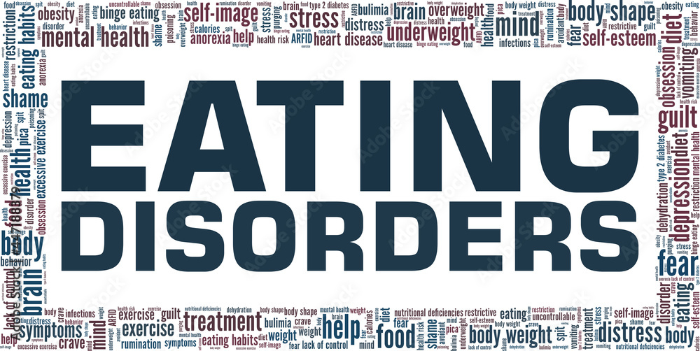 Eating disorders vector illustration word cloud isolated on a white ...