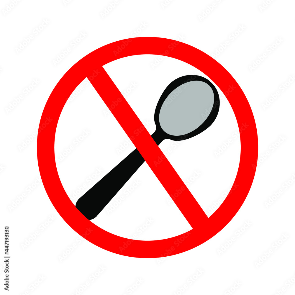 no spoons. spoon icon in trendy flat style isolated with red prohibit ...