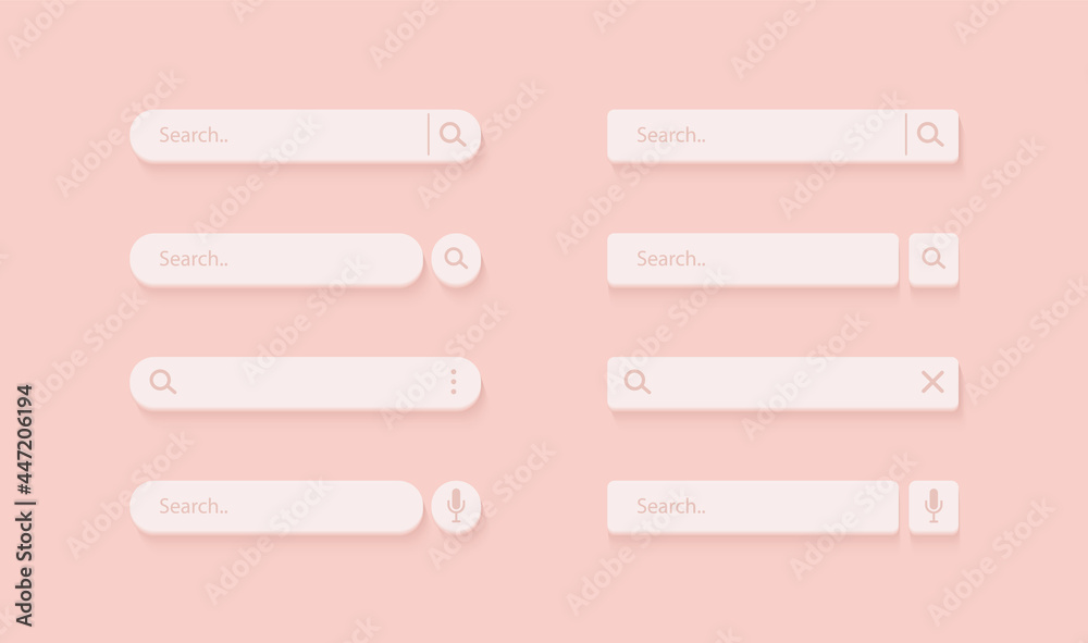 3D search bar. Browser button for website and UI design. Set of ...