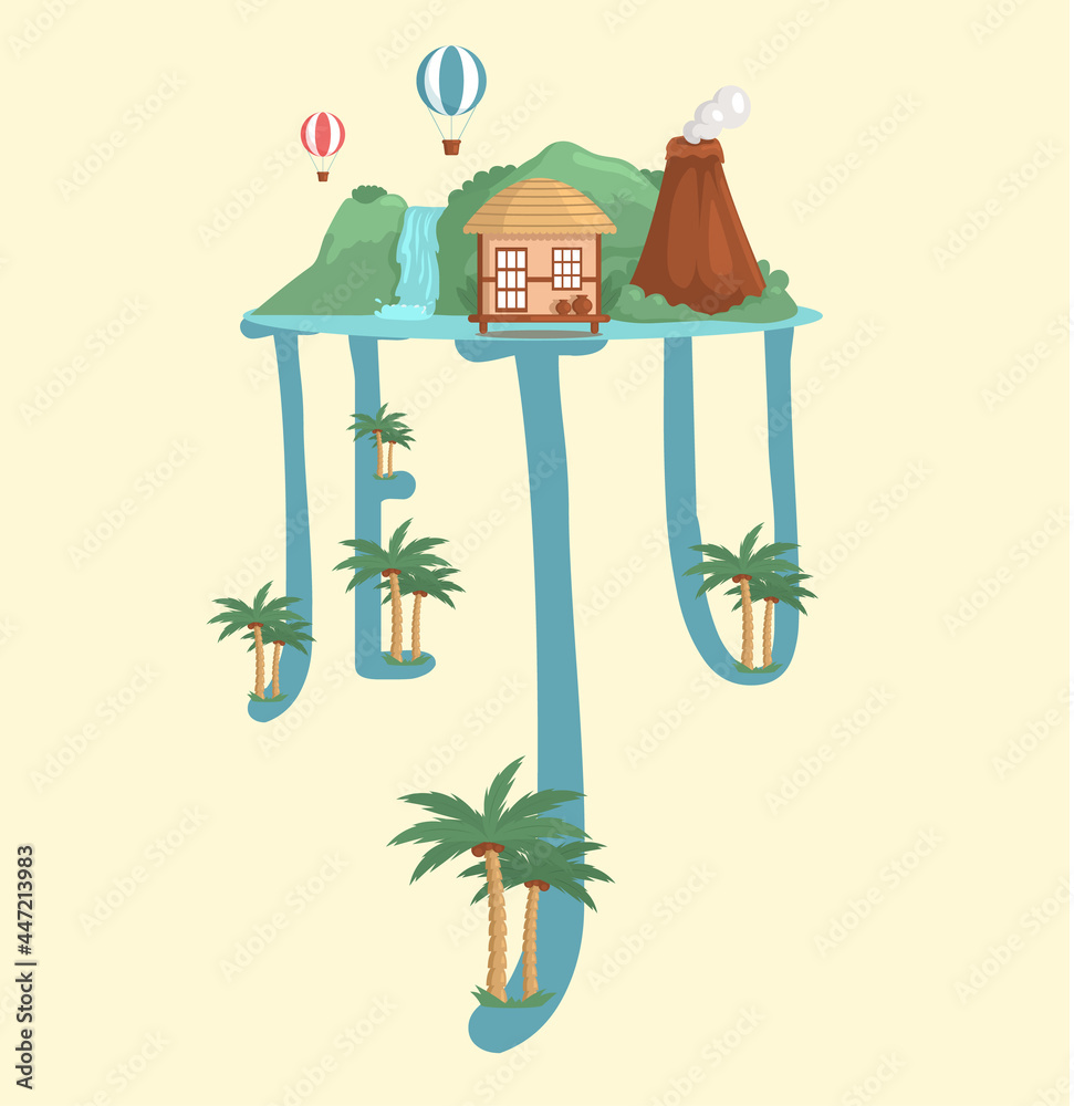Jeju island in South Korea, tourist tour banner. Summer vacation ...