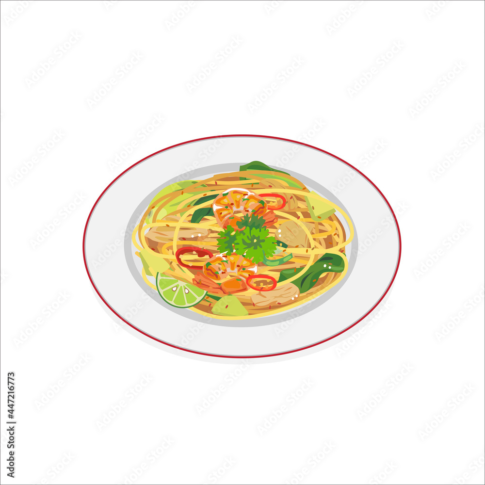 Malaysia food mee goreng mamak Stock Vector | Adobe Stock