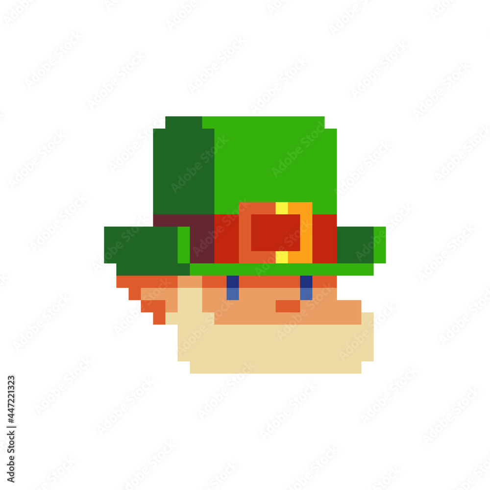 Man in a hat with a beard pixel art character, St.Patrick 's Day ...