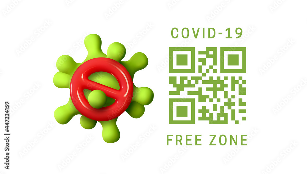 Grafika wektorowa Stock: Covid Free zone is system for checking ...