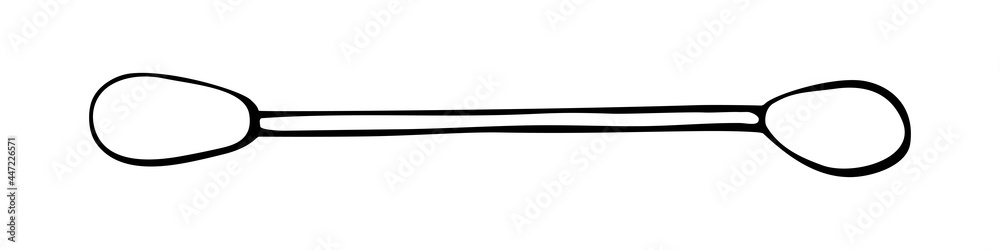 Cotton bud, swab. Vector outline illustration, black and white clipart ...