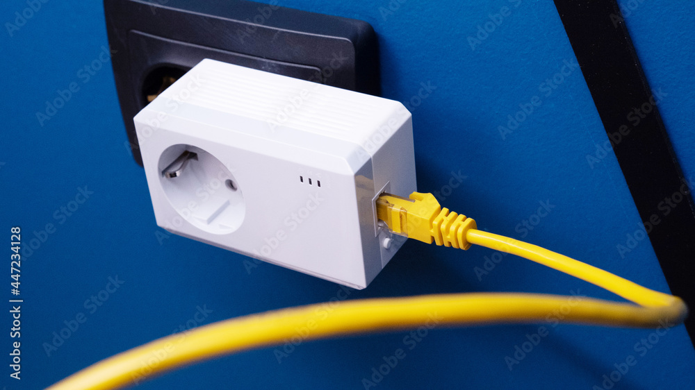 LAN network and internet connection, Ethernet RJ45 cable plug to lan ...