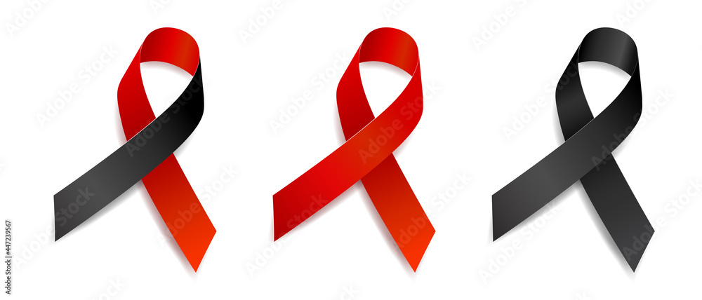 Set of tree ribbon awareness Blood cancer, Heart disease, Aids ...