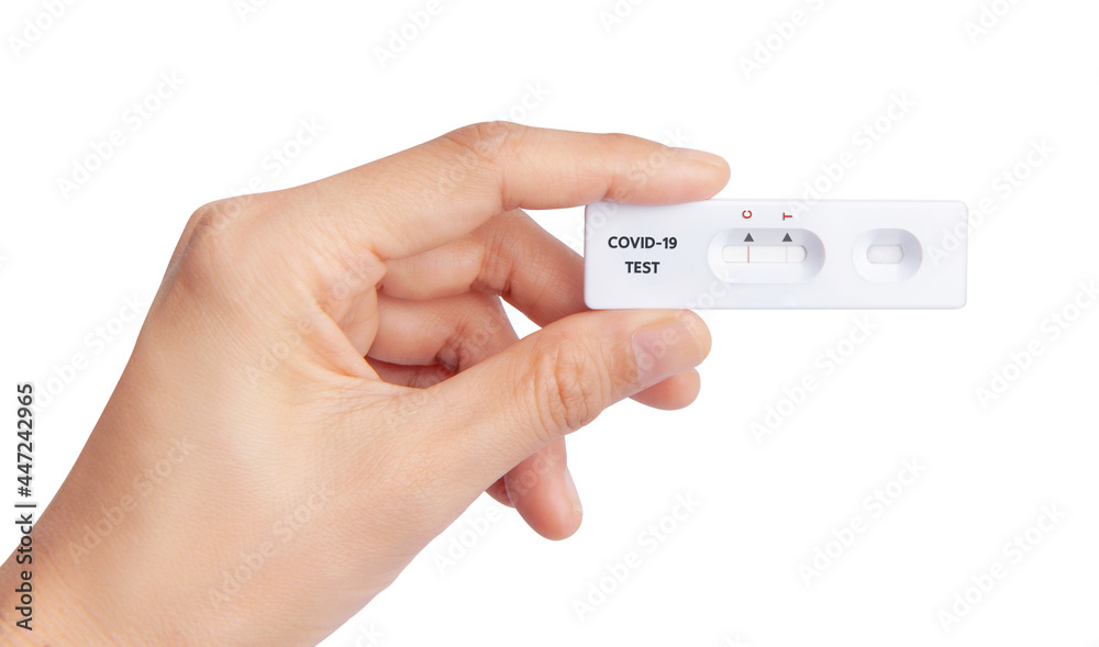 Hand holding Coronavirus Covid-19 laboratory self test Quick Antigen ...