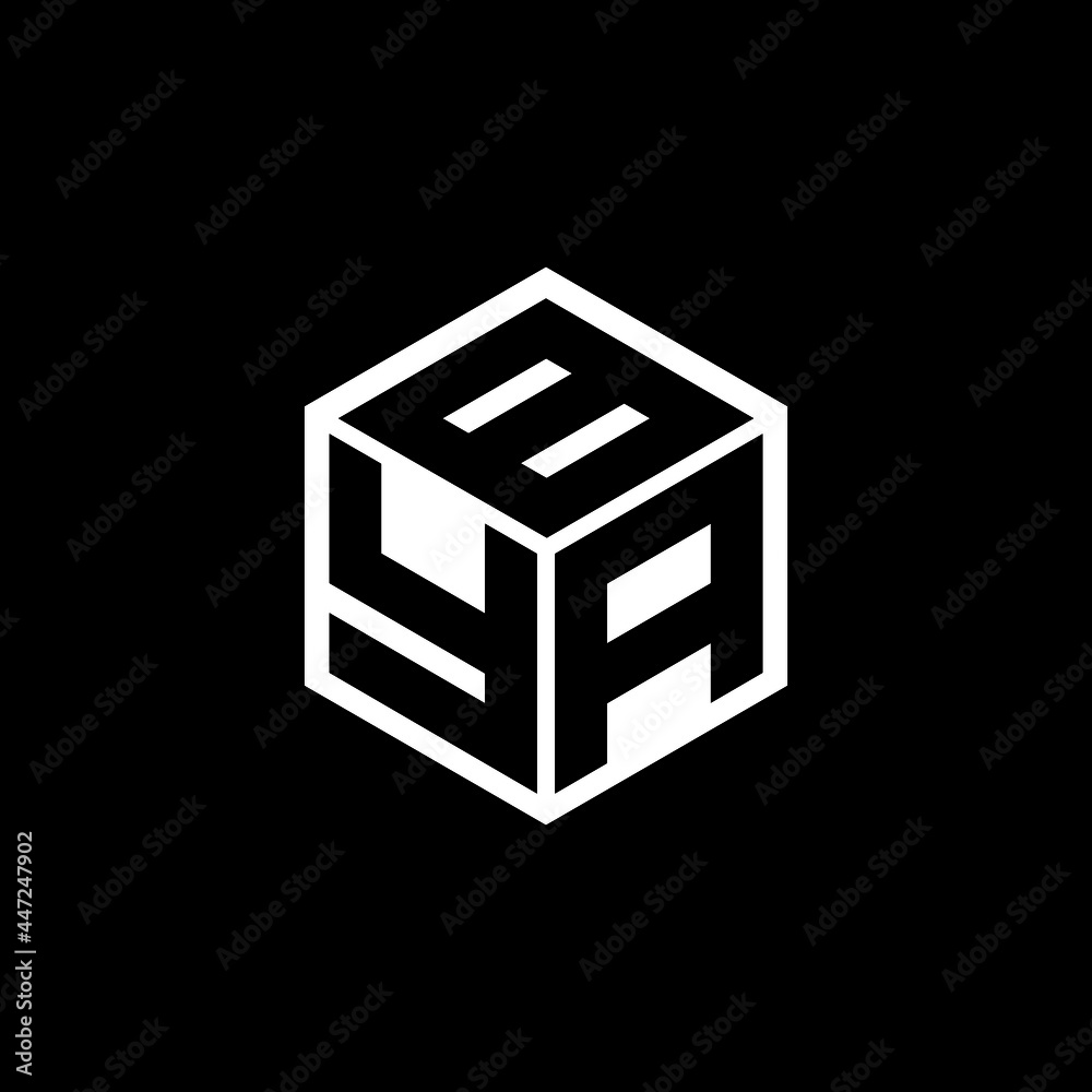 YAB letter logo design with black background in illustrator, cube logo ...