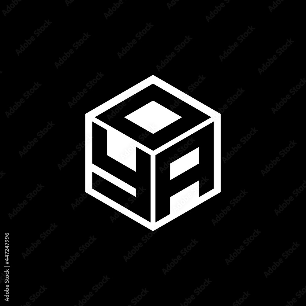 YAD letter logo design with black background in illustrator, cube logo ...