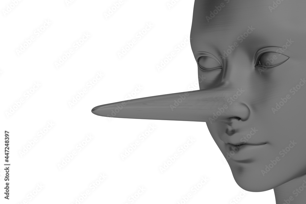 Long nose Woman head isolated on white background. 3D illustration ...