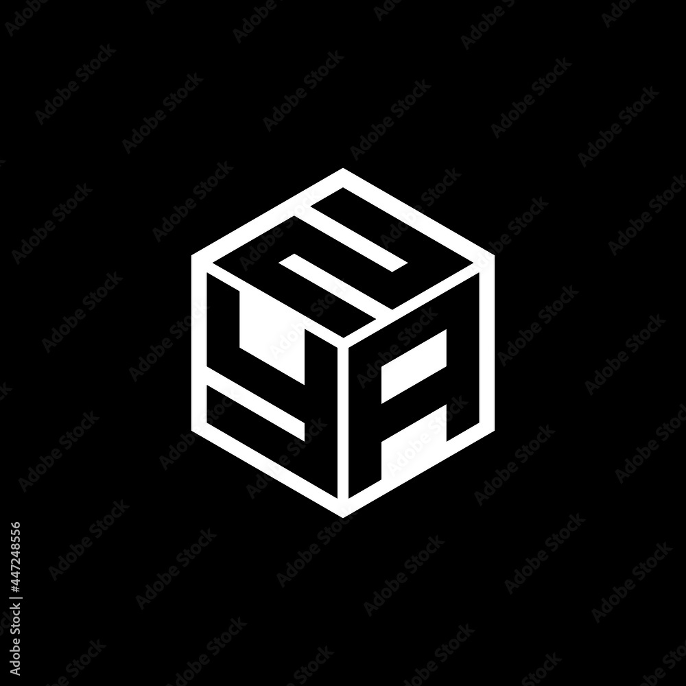YAN letter logo design with black background in illustrator, cube logo ...