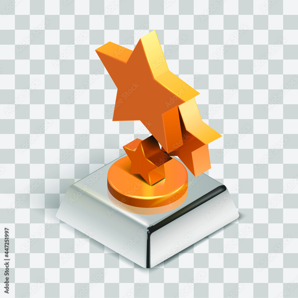 3d isometric trophy star icon with transparent background. Usable for ...