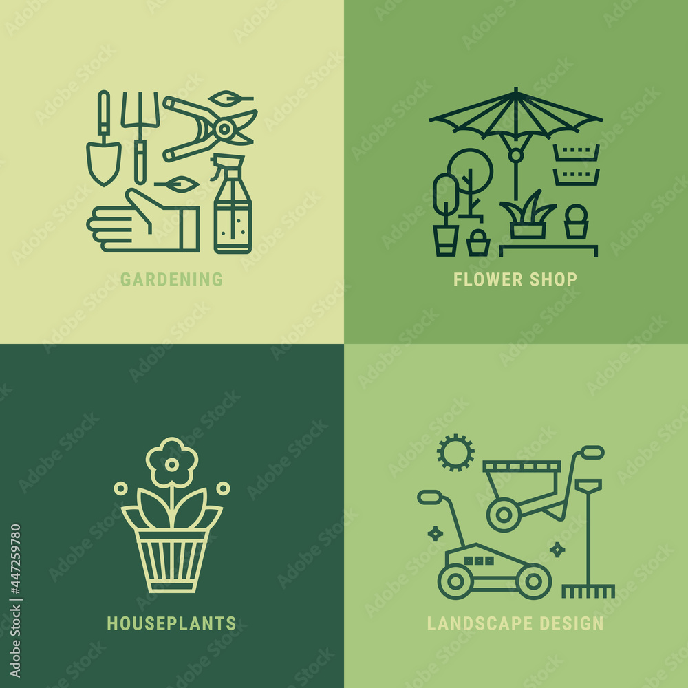 Gardening, horticulture vector logo design. Flower shop, landscape ...