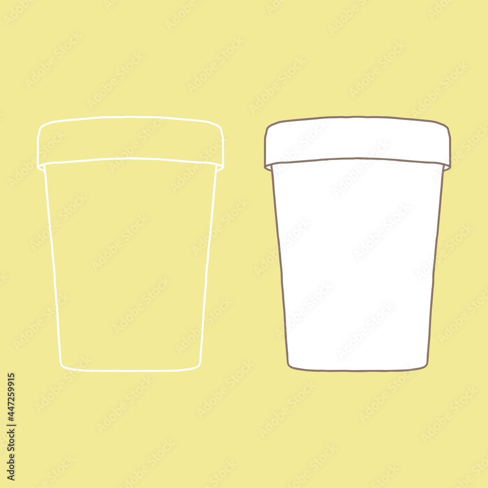 Paper food container mockup. Linear, vector realistic. Outline stock ...