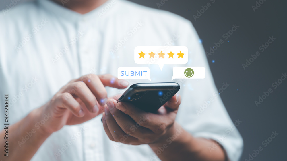 Customer service and Satisfaction ,Business people man giving Feedback ...