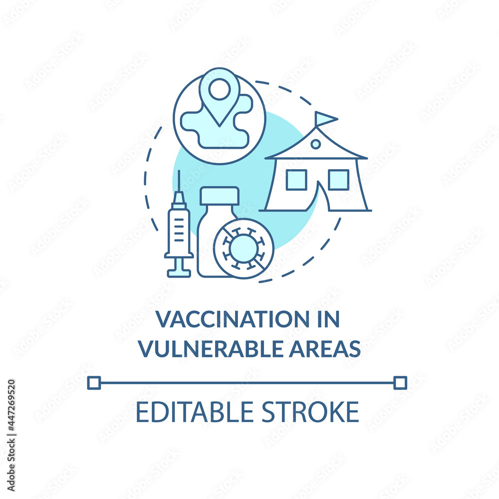 Vaccination in vulnerable areas concept icon. Environmental safety ...
