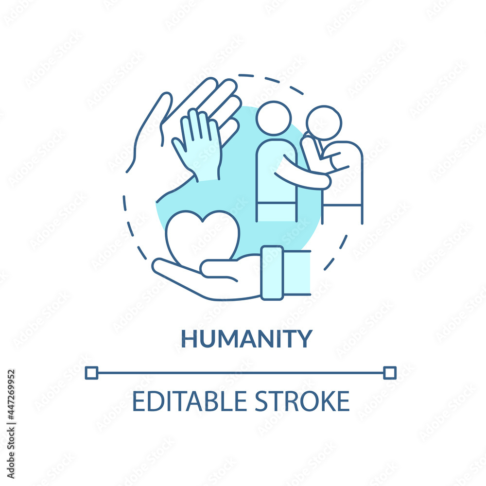 Humanity against people suffering concept icon. Empathy and compassion ...