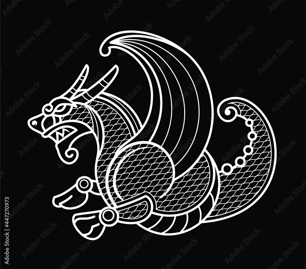 Vector image of an ancient Slavic dragon, guardian Semargl Stock Vector ...