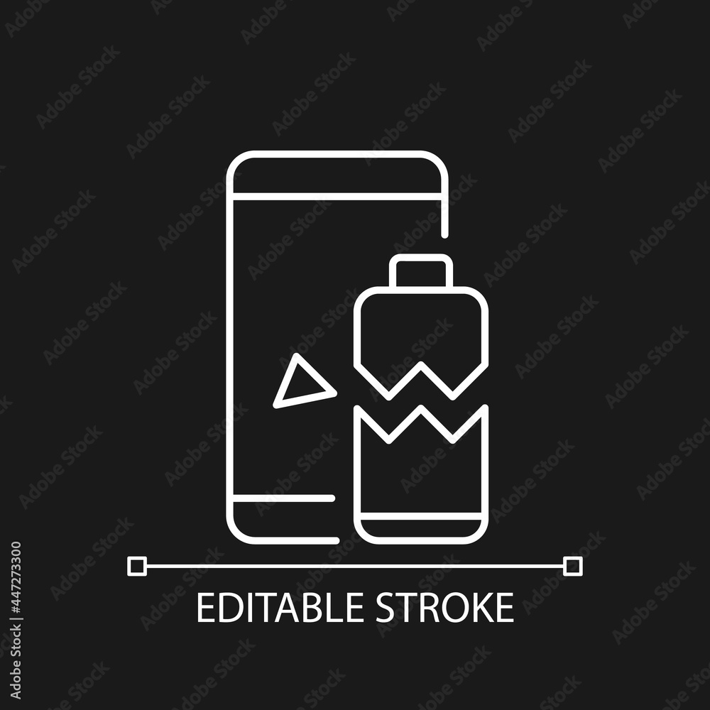 Battery not charging white linear icon for dark theme. Charging slowly ...